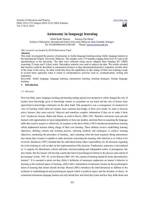 Autonomy In Language Learning