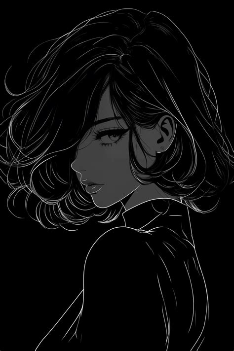 긴 머리와 검은색 상의를 입은 여성의 그림 Seaart Ai