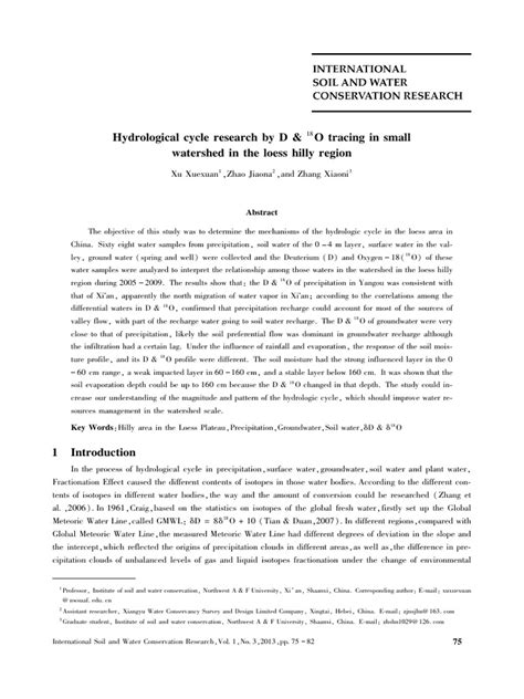 Hydrological Cycle Research By D And 18o Tracing In Small Pdf Water