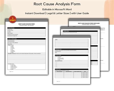 Construction Company Root Cause Analysis Form Editable And Printable