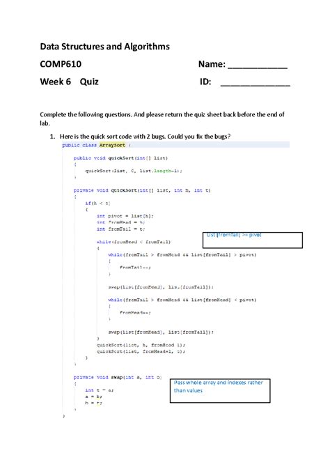 week 6 answer 1 week 6 tutorial questions and answers data structures and algorithms comp610