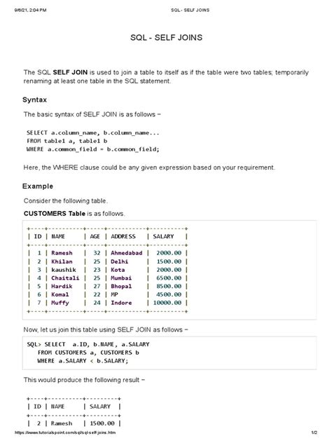 Sql Self Joins Pdf Data Management Data