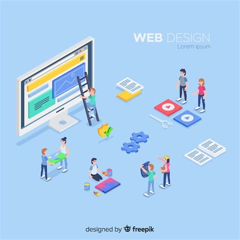 Éléments De Conception Web En Style Isométrique Vecteur Gratuite