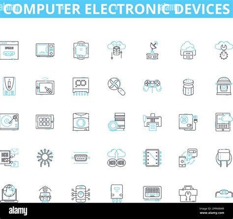 Computer Electronic Devices Linear Icons Set Laptop Desktop Tablet Smartph Server Router