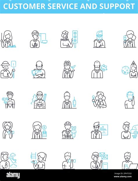 Customer Service And Support Vector Line Icons Set Customer Service