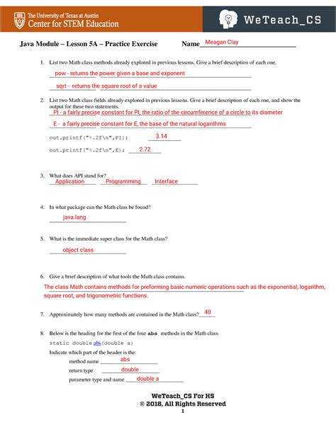 Kami Export Java Lesson 5a Practice Exercise 1 Java Module Lesson