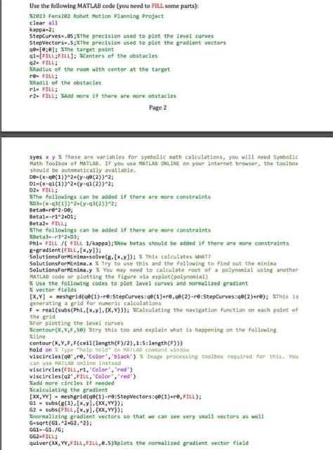 solved use the following matlab code you need to fill some