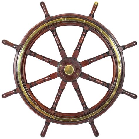 Vintage Teak Ships Wheel 6 Spoke Helm Wheel Teak And Brass At 1stdibs
