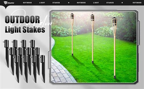 Gisafai 6 Pcs Outdoor Light Stakes 10 75 Inch Metal Torch