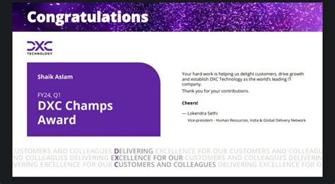 Shaik Aslam On Linkedin Wearedxc Dxctechnology Dxc Champsaward