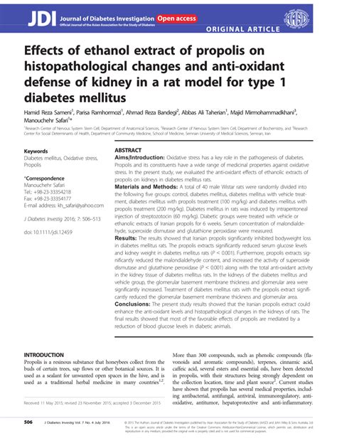 Pdf Effects Of Ethanol Extract Of Propolis On Histopathological