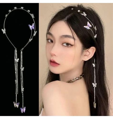 라인석 헤어 액세서리 크리스탈 진주 머리띠 나비 머리띠 여성 티아라 헤어 후프 티몬