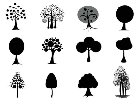 Black Tree Symbol Style And White Background 23633720 Vector Art At Vecteezy