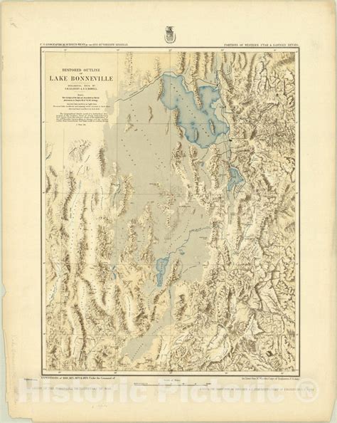 Map Lake Bonneville 1876 Restored Outline Of Lake Bonneville Anti Historic Pictoric
