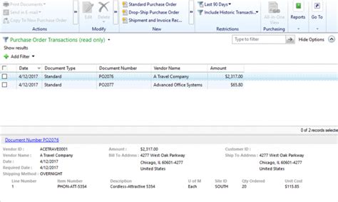 Microsoft Dynamics GP 2018 Purchase Order And Requisition Features