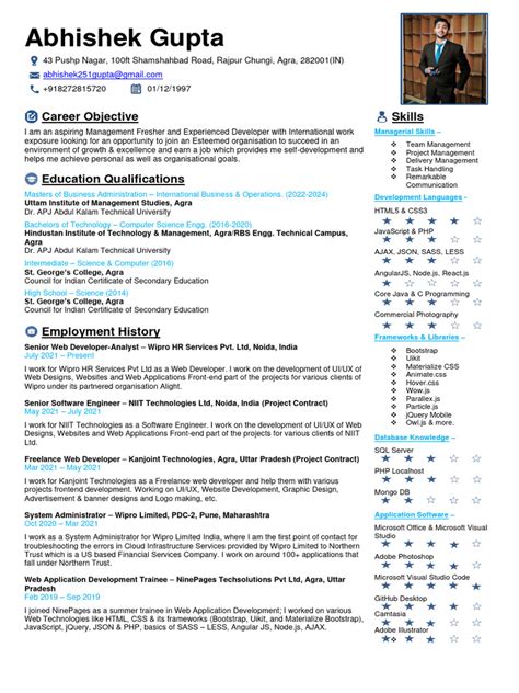 Modern Resume Pdf Bootstrap Front End Framework World Wide Web