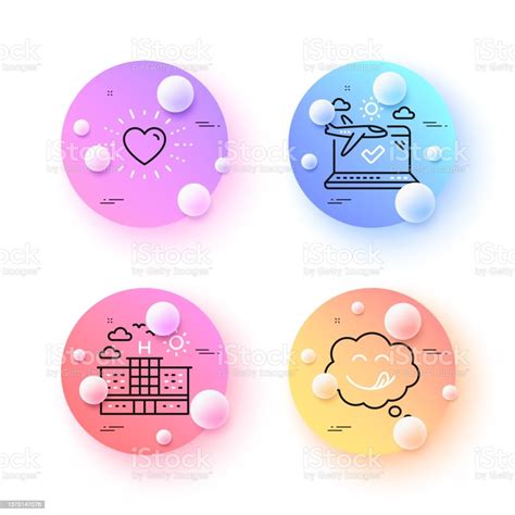 호텔 하트와 맛있는 미소 최소한의 라인 아이콘 웹 응용 프로그램의 경우 인쇄합니다 벡터 관광에 대한 스톡 벡터 아트 및 기타