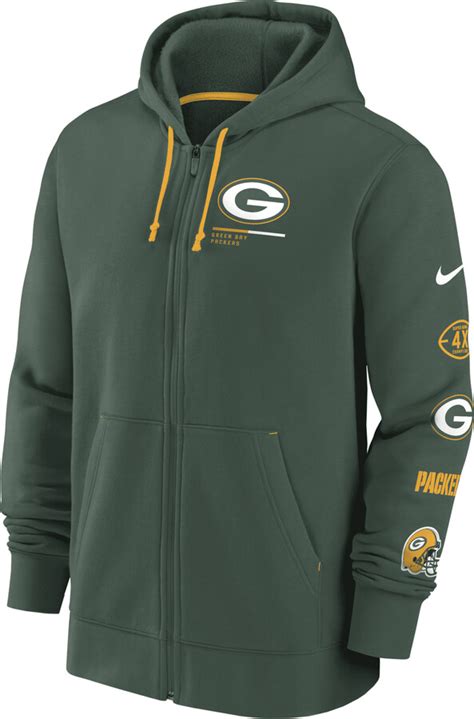 Nike Mens Team Surrey Nfl Green Bay Packers Full Zip Hoodie In Green