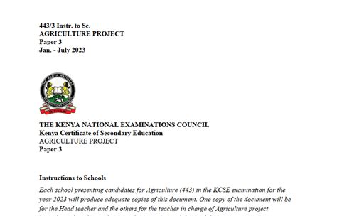 Download Kcse Agriculture 443 3 Project 2023 Ke