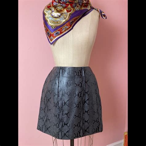 Margaret Godfrey Skirts Charcoal Gray Genuine Leather Miniskirt