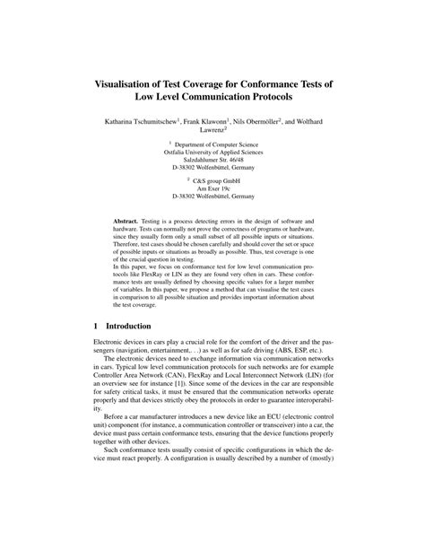 Pdf Visualisation Of Test Coverage For Conformance Tests Of Low Level