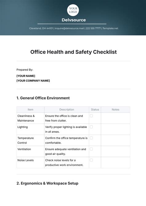 Free Office Health And Safety Checklist Template To Edit Online