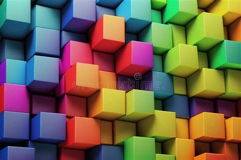 Abstract Background Of Cube Blocks Wall Stacking Design Stock Illustration Illustration Of