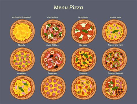 Collection Of Different Types Of Pizza Vector Graphics 8925917 Vector