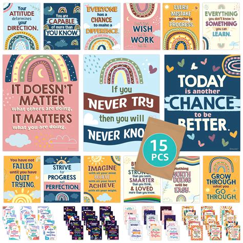 Decorably 15 Motivational Rainbow Boho Posters For Classroom