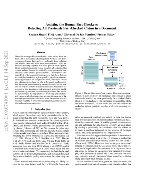 Pdf Assisting The Human Fact Checkers Detecting All Previously Fact Checked Claims In A Document