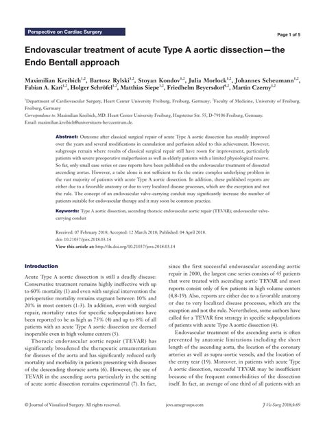 Pdf Endovascular Treatment Of Acute Type A Aortic Dissection—the Endo