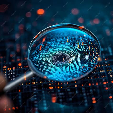 Premium Photo Security Scrutiny Biometrics Authentication Technology Under Magnifying Glass