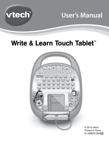 VTech Write Learn Touch Tablet User Manual Manualzz