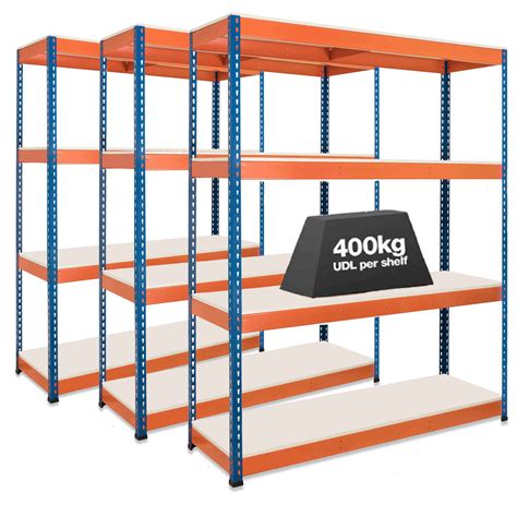 3x Storalex Sx400 Melamine Shelving 1980mm High 400kg Tufferman
