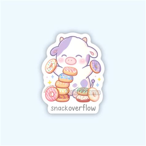 snack overflow cow vinyl sticker stack overflow programmer humor t