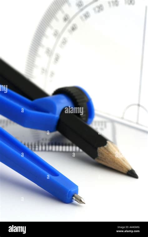 Pair Of Compasses Ruler And Protractor Stock Photo Alamy