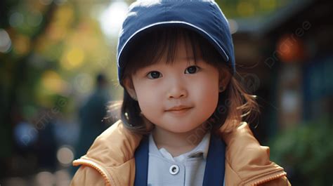 작은 아시아 소녀가 모자를 쓰고 있다 초등학교 1학년생 고화질 사진 사진 말뿐인 배경 일러스트 및 사진 무료 다운로드 Pngtree
