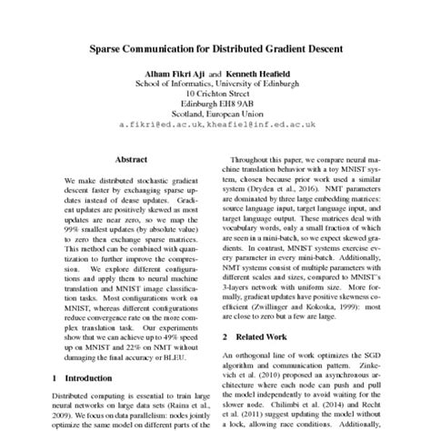 Sparse Communication For Distributed Gradient Descent Acl Anthology