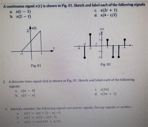 a continuous signal x t is shown in fig 01 sketch