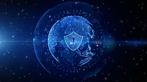 사이버 보안 디지털 데이터의 방패 아이콘 디지털 데이터 네트워크 보호 글로벌 네트워크 5g 고속 인터넷 연결 및 빅 데이터 분석 미래 배경 개념3d 렌더링 4k해상도에 대한