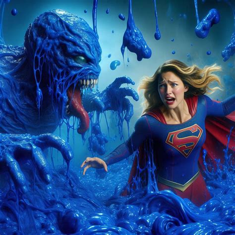 Supergirl Fights Blue Polymorph Slime By Superherofantasymag On Deviantart