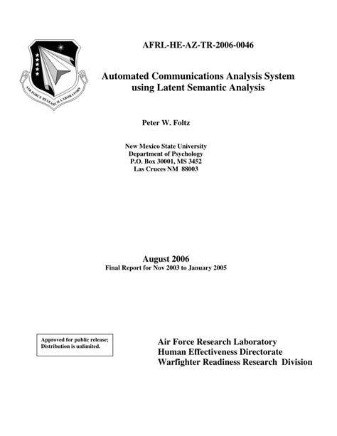 Pdf Automated Communications Analysis System Using Latent Semantic