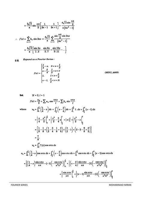 Solved Numerical Problems Of Fourier Series Pdf