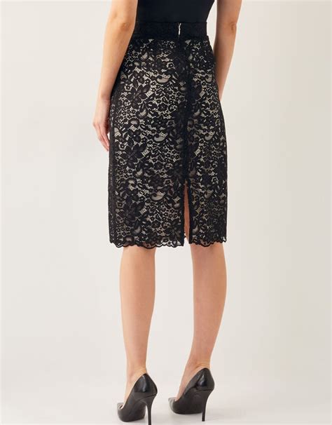 Ria Lace Pencil Skirt Black