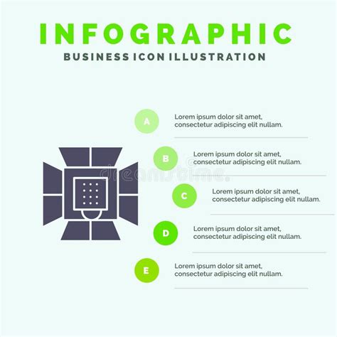 Illumination Light Lighting Professional Soft Box Solid Icon Infographics 5 Steps