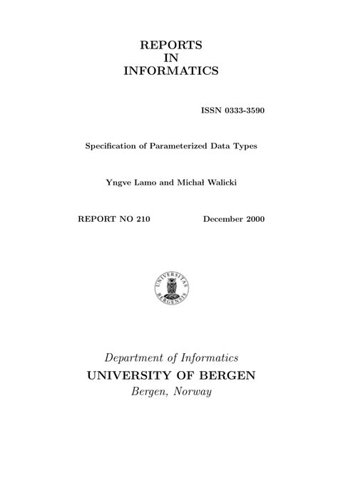 Pdf Specification Of Parameterized Data Types