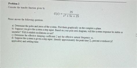 solved consider the transfer function given by
