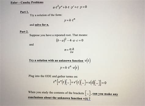 Solved Euler Cauchy Problems Part 1 Try A Solution Of The