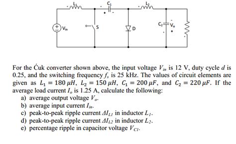solved for the cuk converter shown above the input voltage