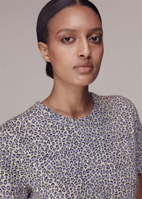 Lilac Multi Dashed Leopard Print T Shirt Whistles